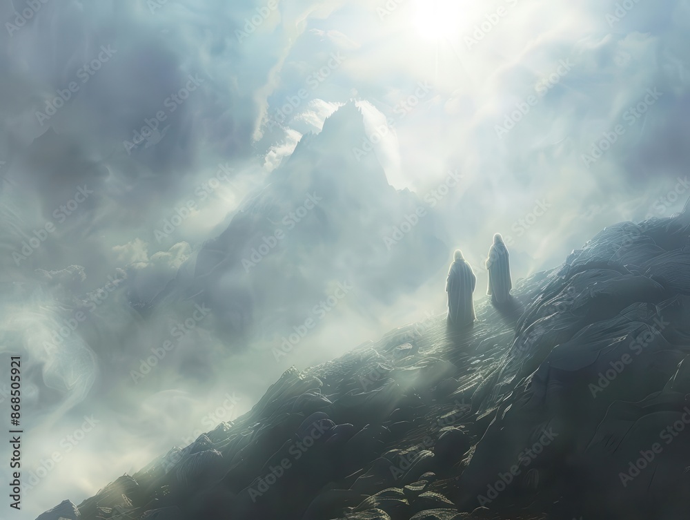 Stock-Illustration „transcendent vision of jesus transfiguration atop ...