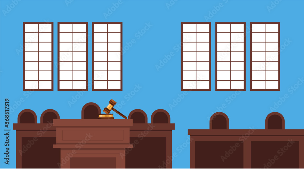 Courtroom judge house interior concept. Vector flat graphic design ...