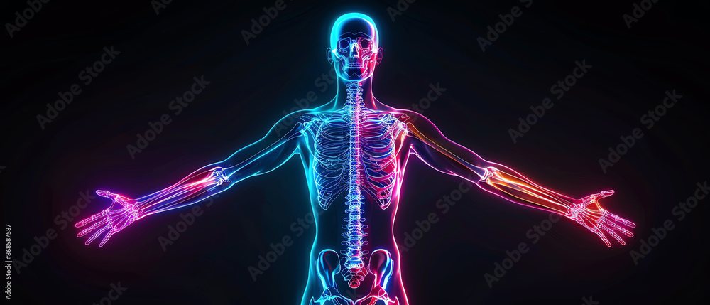 Artistic representation of the human body with anatomical details ...