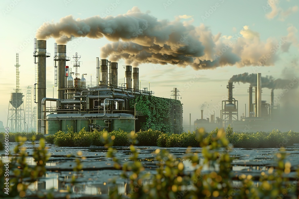 Carbon Capture, Utilization and Storage (CCUS) concept. hi tech ...