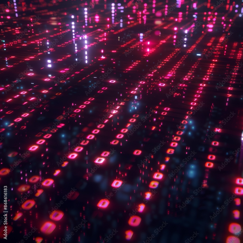 Data Code Binary Background Digital Binary Data On Computer Screen Matrix Pattern Cyberspace