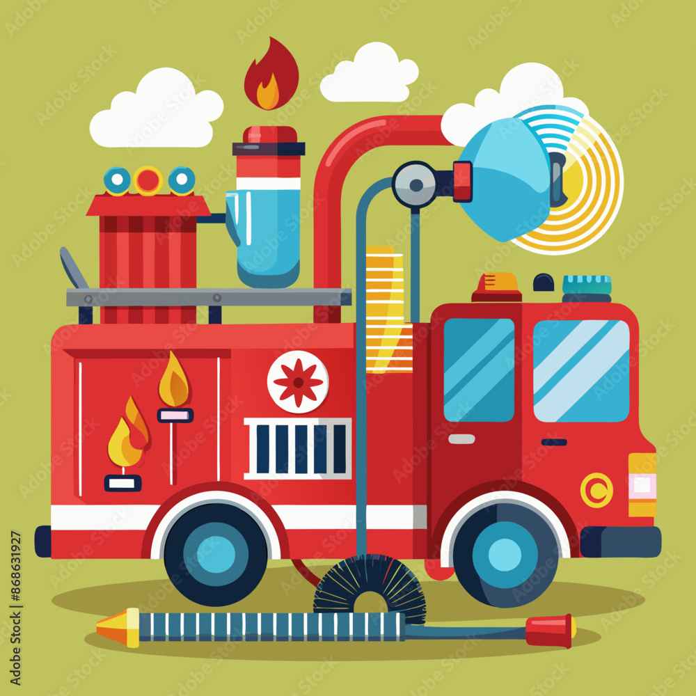 fire truck, fire engine, firefighting vehicle, emergency vehicle ...