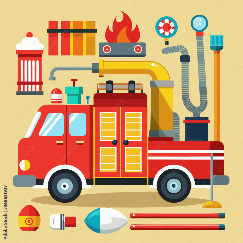 fire truck, fire engine, firefighting vehicle, emergency vehicle ...