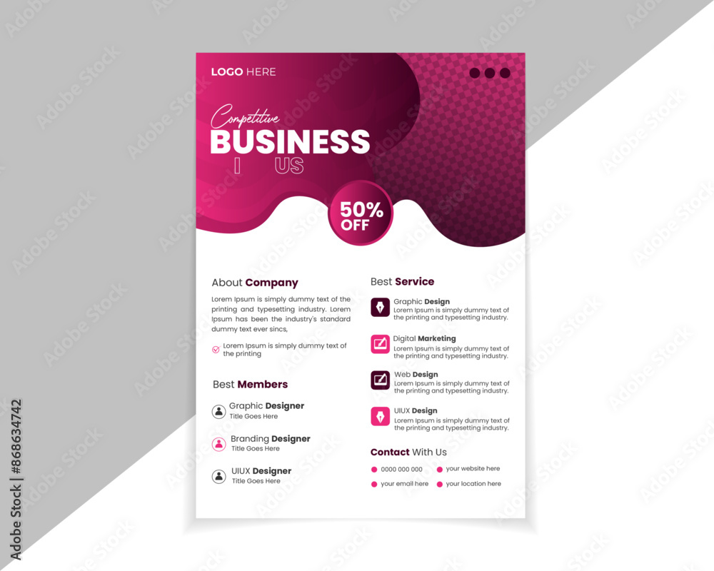 Flyer For Business A4 size vector template, nice flyer design for ...