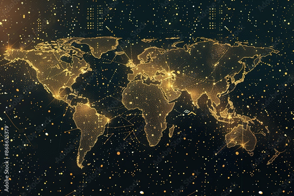 seamless pattern flat illustration style, world map Low poly design of ...