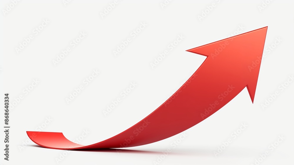 Growing red arrow up isolated on white background, Growth chart sign ...
