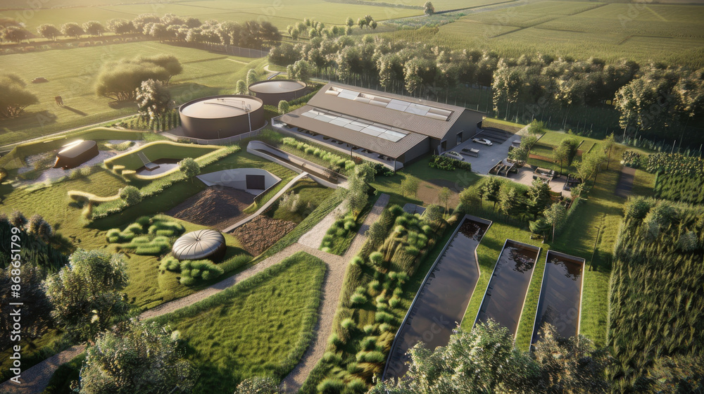 An integrated farm where livestock waste is converted into biogas ...