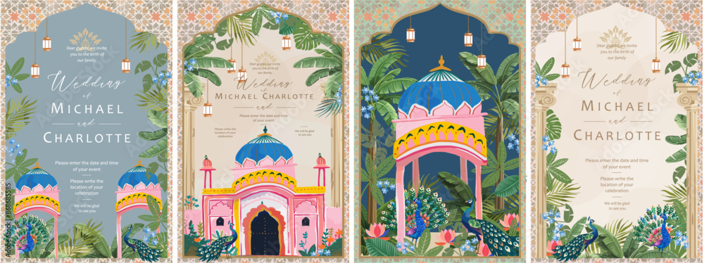 indian wedding invitation vector