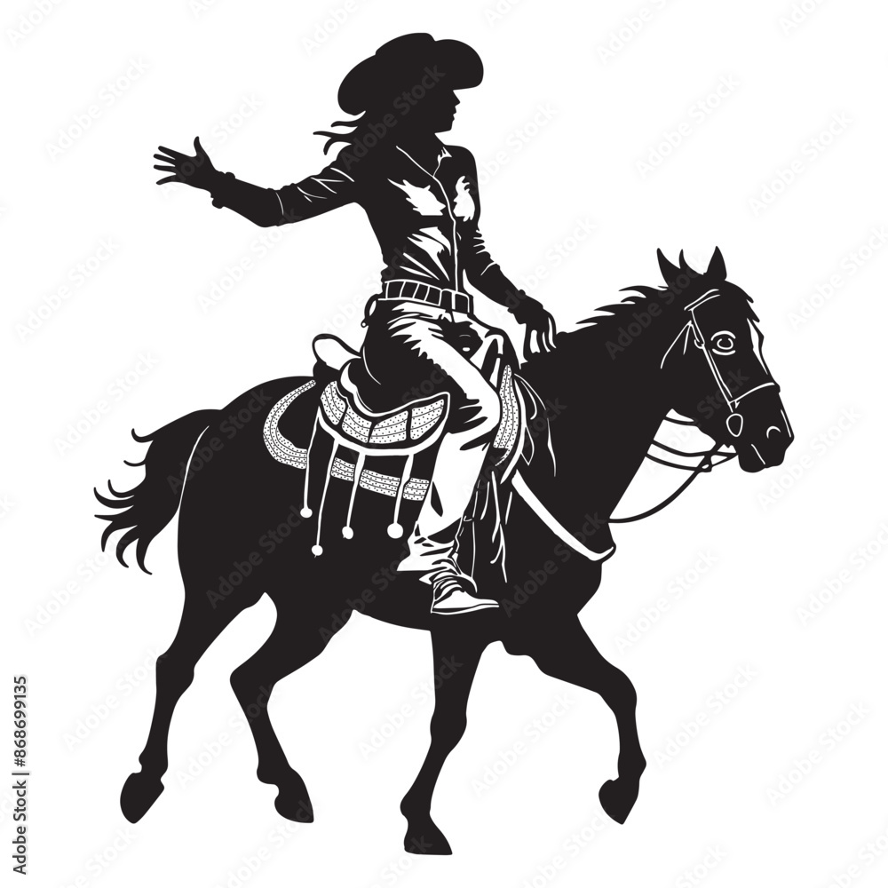 Rodeo silhouettes and icons. Black flat color simple elegant white ...
