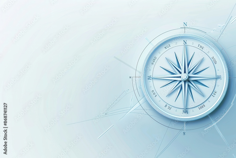 A simple and symbolic image featuring a compass with clear lines on a ...