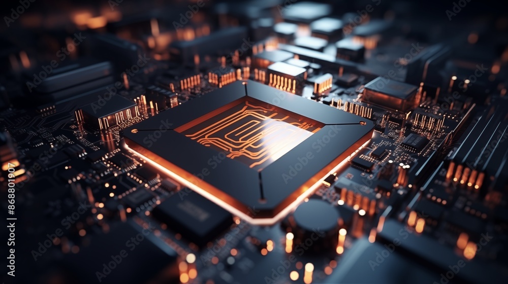 Highly detailed technology texture, AI supercomputer Chrome, insane ...