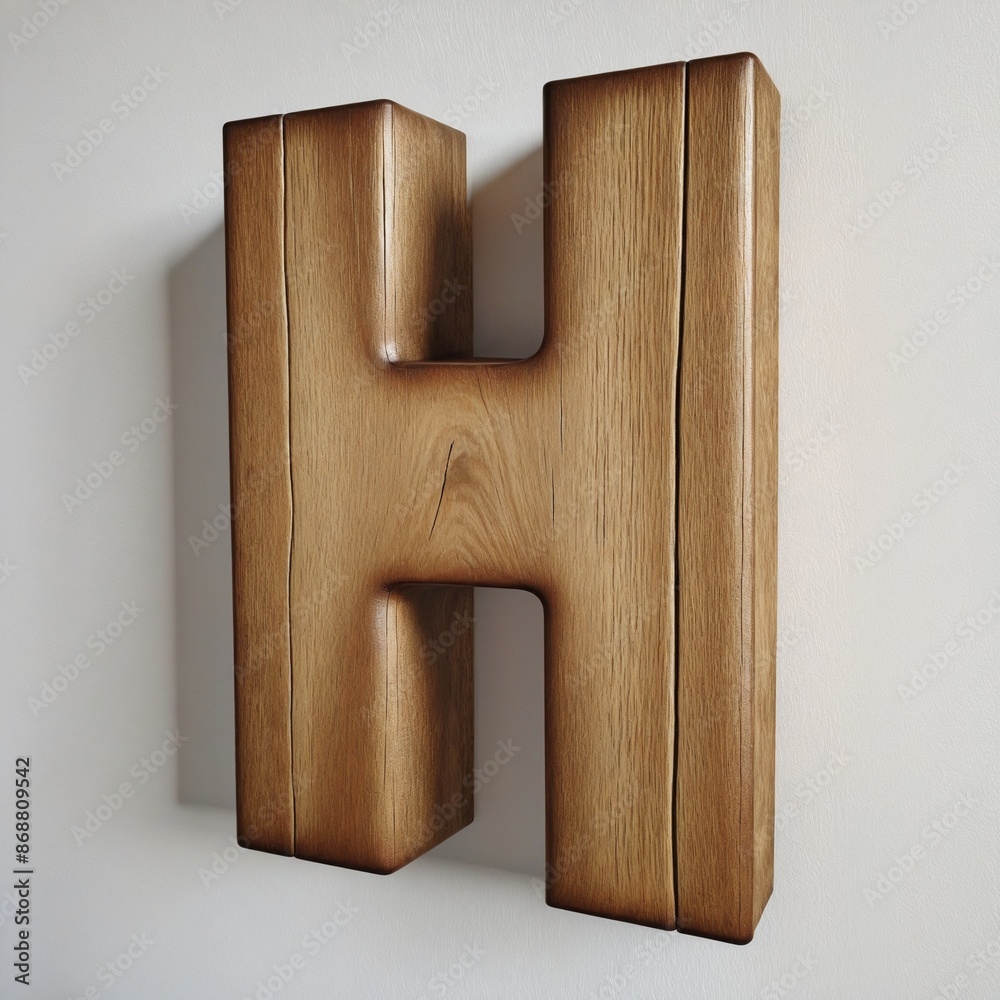 3D Wooden Letter H Rustic Font Alphabet on Transparent Background for ...