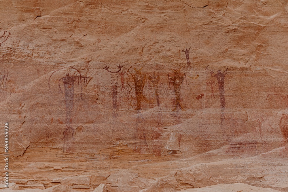 Historical Pictographs from ancient culture on canyon wall in Buckhorn ...