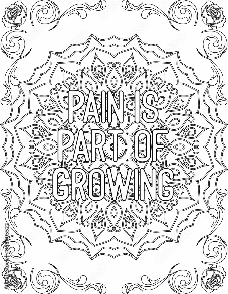 Printable mandala coloring page for kids and adults with motivational ...