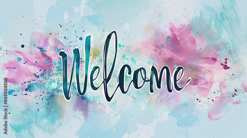 "WELCOME" written in a flowing, script font surrounded by ethereal ...