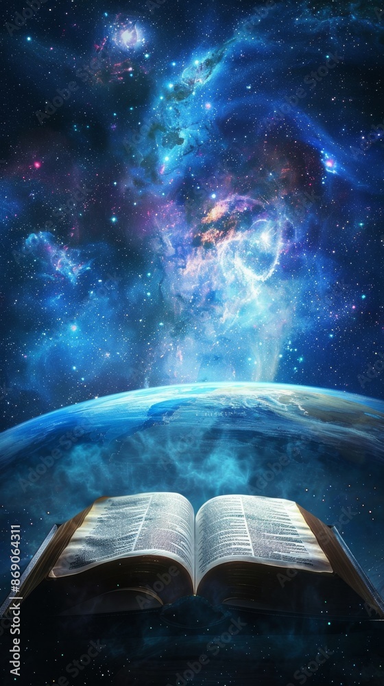 Ilustración de Stock Concept Art of God's Word with an Open Bible Above ...