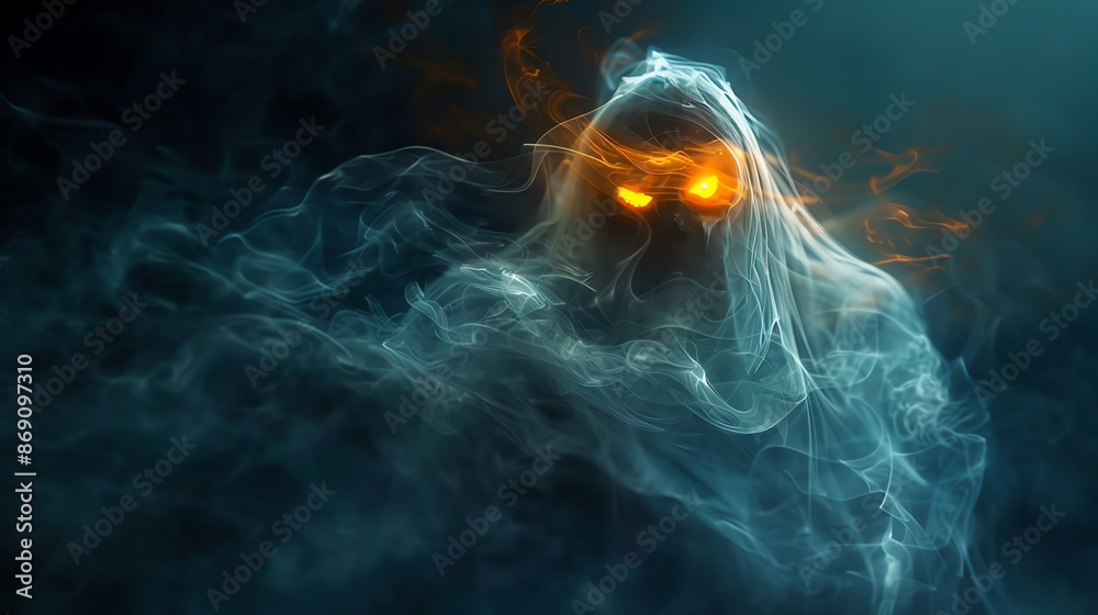 A dark spirit emerges from the depths of the underworld, its eyes ...