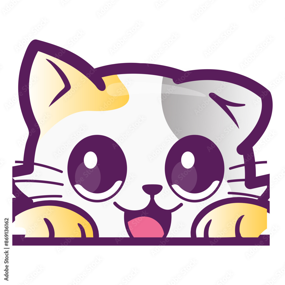 Cute emoji cat for Twitch game streaming. Cat emoji vector illustration ...