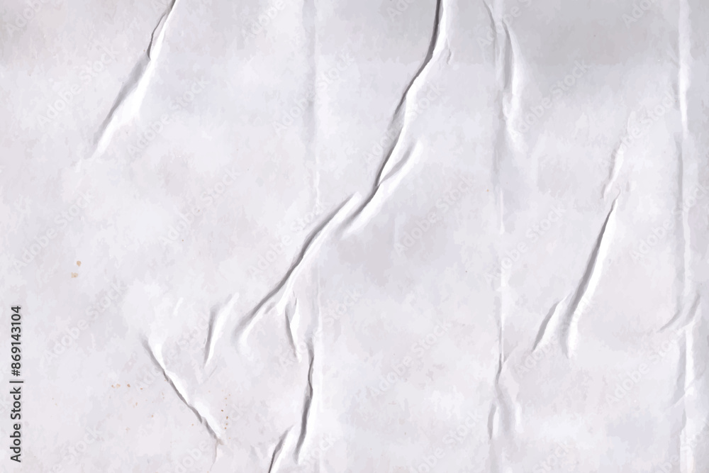 Glued paper. Wrinkled overlay poster template set. Vector Realistic wet ...