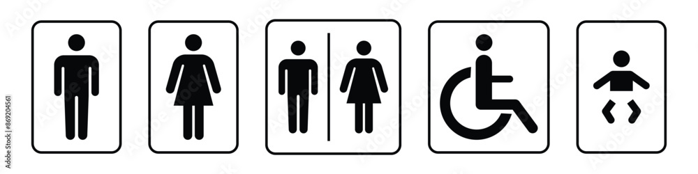 washroom signs. printable sticker of toilet symbol with man woman wc ...