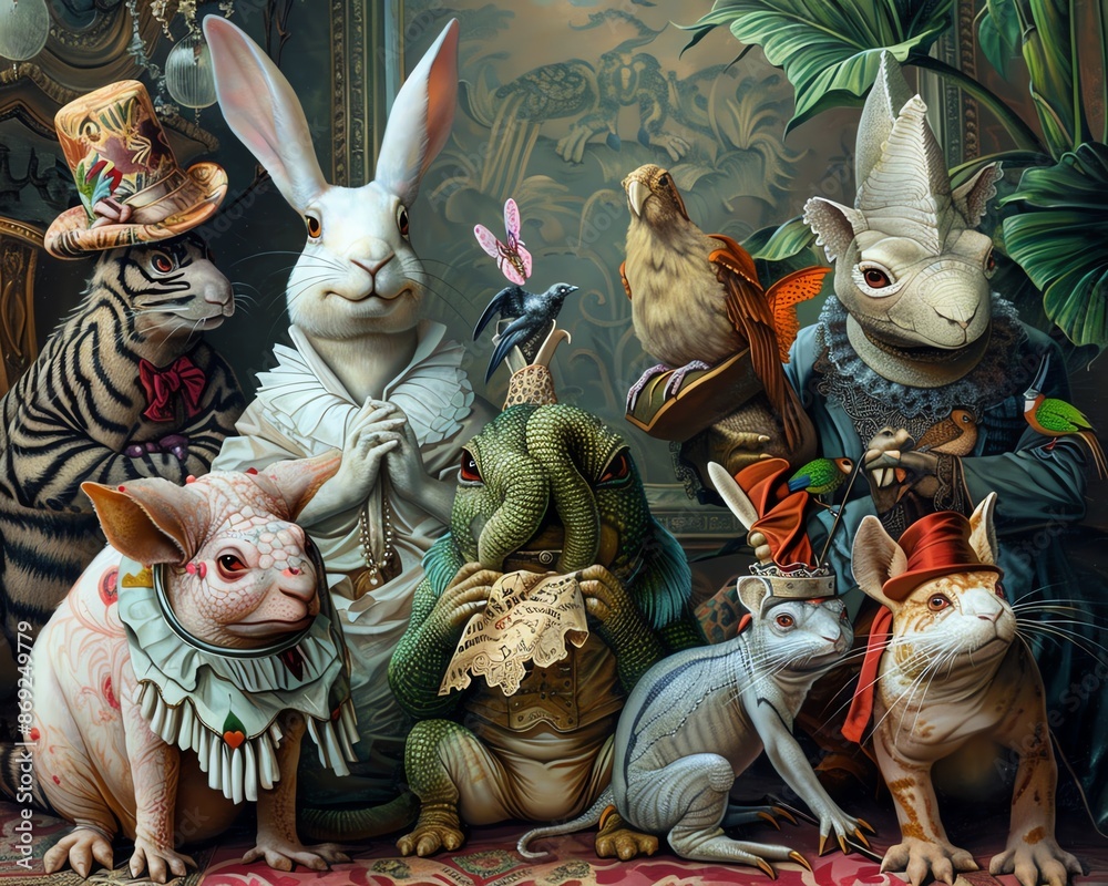 Animals with human features engaged in everyday activities, Pop ...