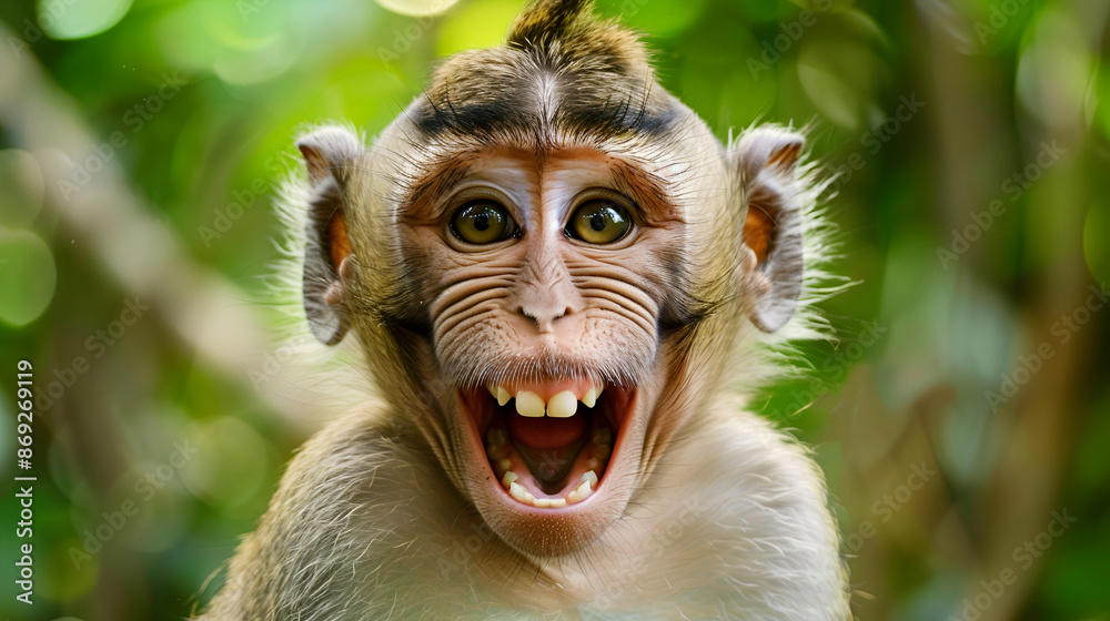Funny monkeys A funny monkey lives in a natural forest, Shocked Monkey ...