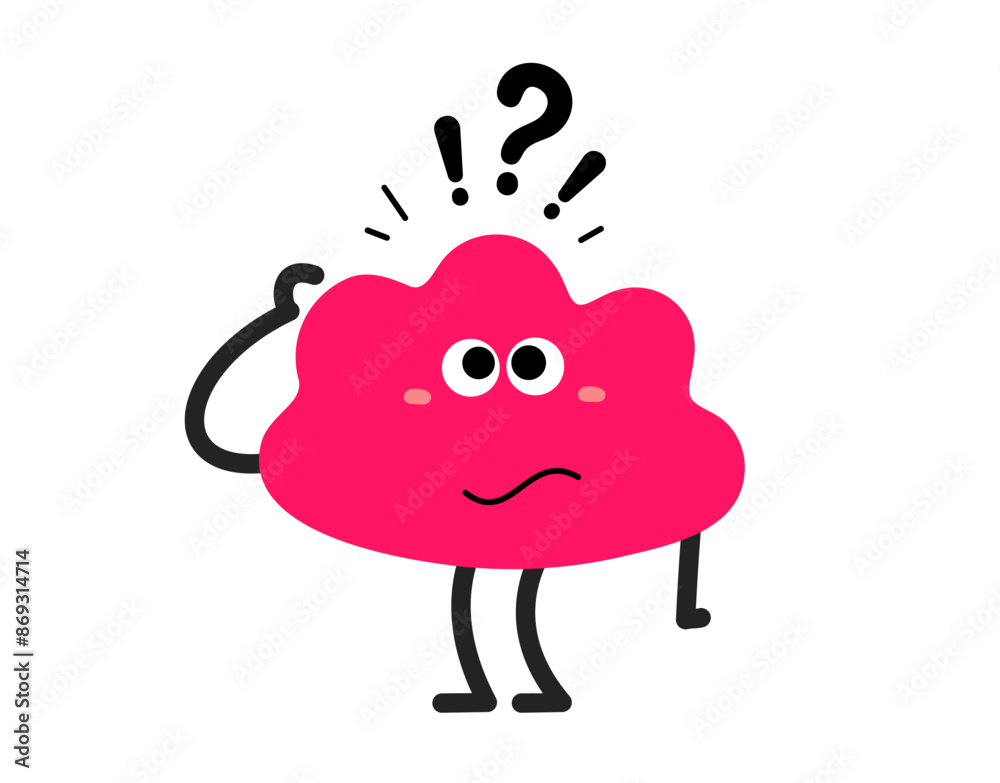 Vector cartoon illustration of cute abstract cloud shape think ...