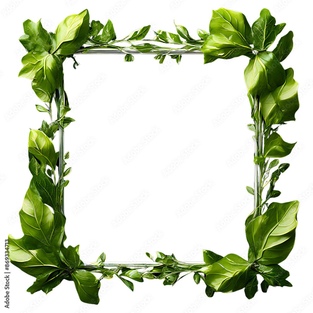Spring Leaf Frame Border: Isolated on White or Transparent Background ...