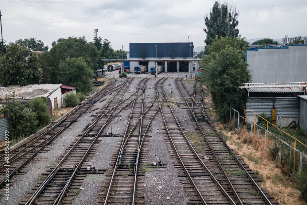 railway dead end at the station, six railway tracks Stock Photo | Adobe ...