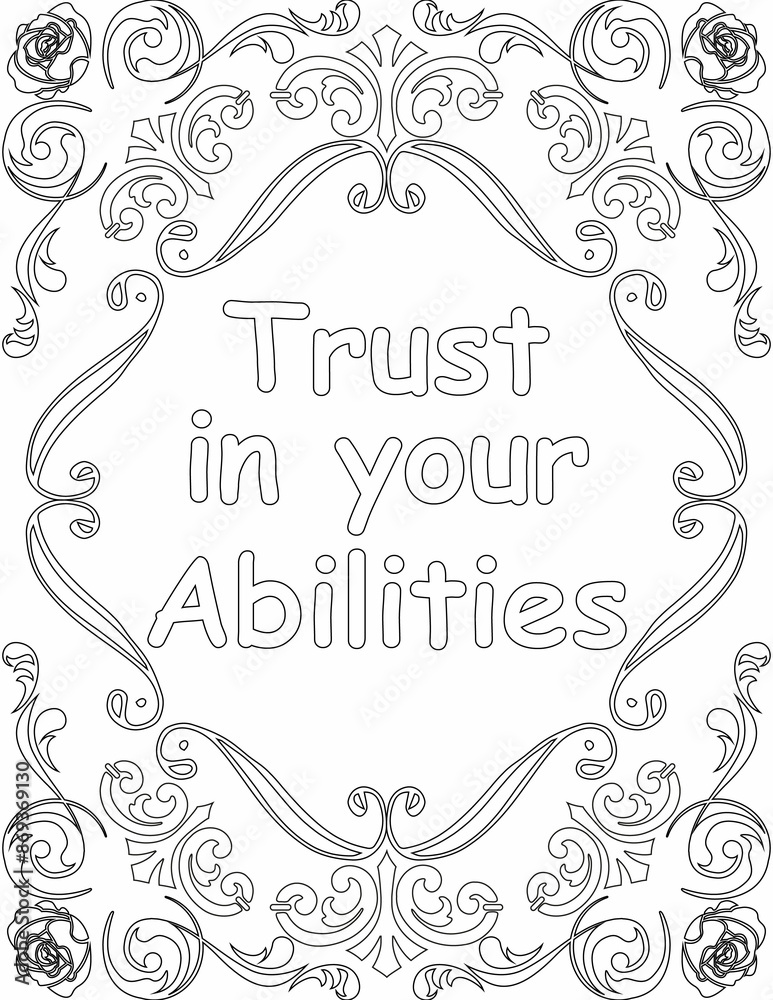 Printable floral coloring page for kids and adults with motivational ...