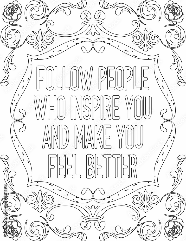 Printable floral coloring page for kids and adults with motivational ...