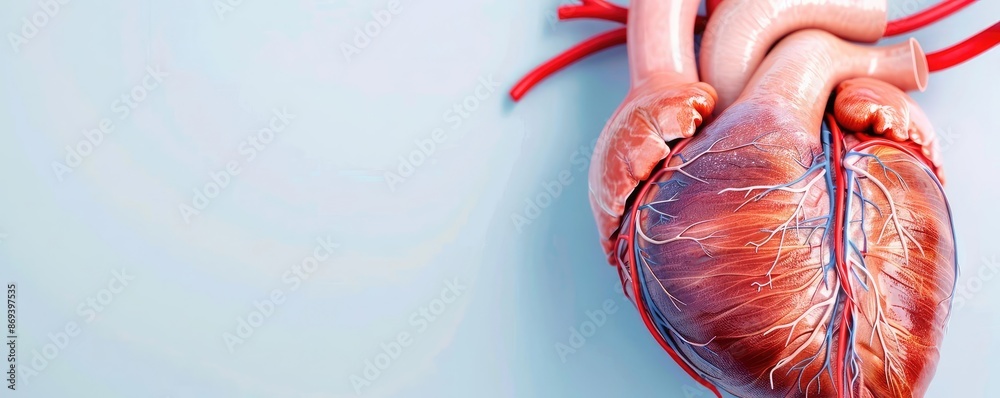 High-resolution image of human heart showing arteries, realistic ...