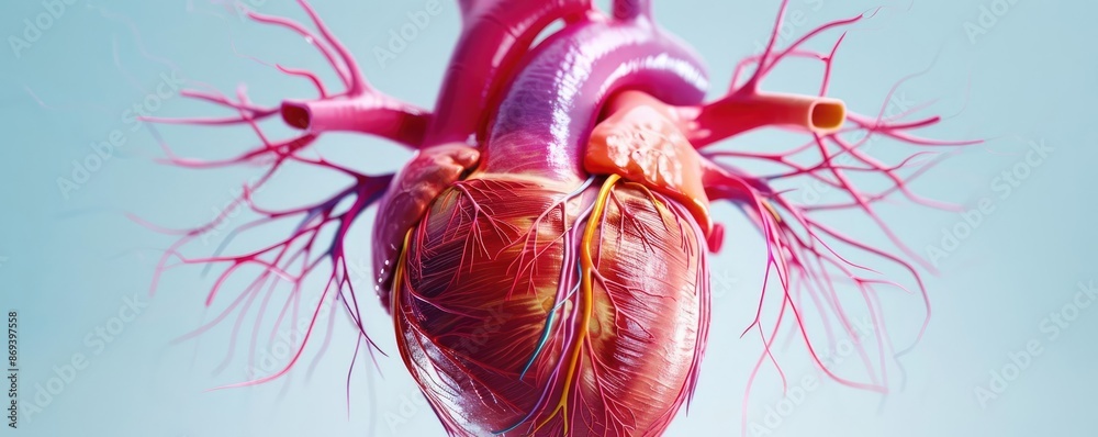 High-resolution image of human heart showing arteries, realistic ...