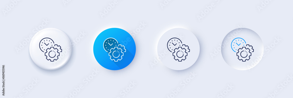 Time management line icon. Neumorphic, Blue gradient, 3d pin buttons ...