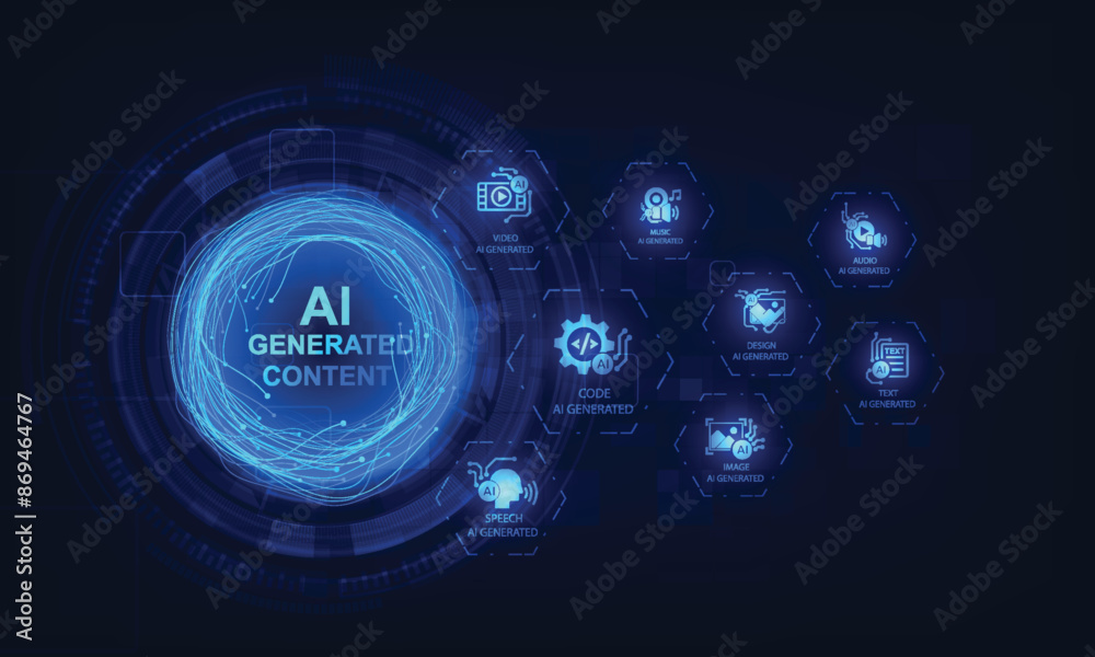 AI generated content. Neural network creates pictures. Computer creates ...