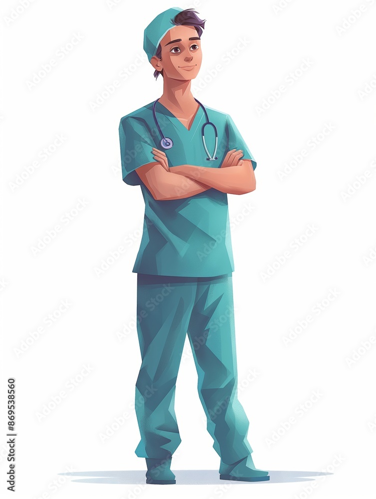 Surgeon male wearing surgeon uniform, Full body character, vector ...