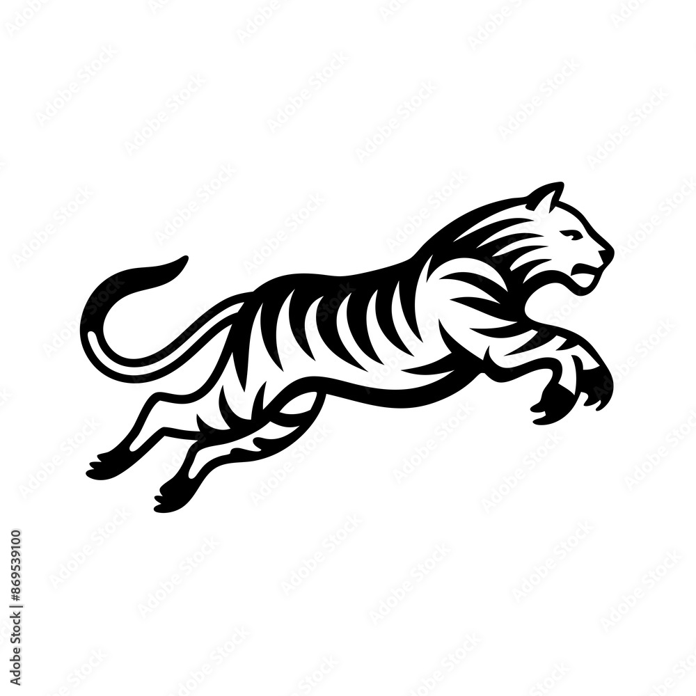 Tiger jumping Logo. Silhouette of tiger jumping vector illustration ...
