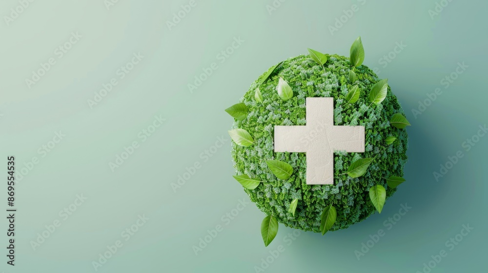 Sustainable Healthcare Planet Abstract Art with Green Leaves and ...