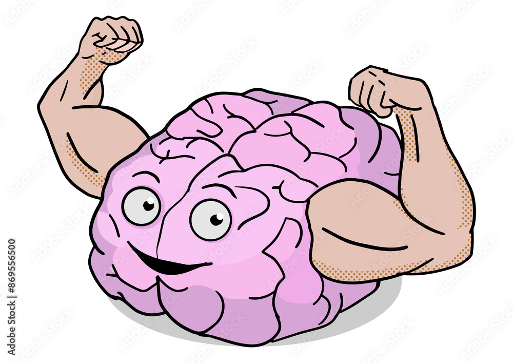 Brain training pop art style PNG illustration. Colorful cartoon ...