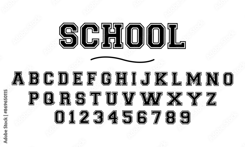 School Abstract font alphabet. Minimal modern urban fonts for logo ...