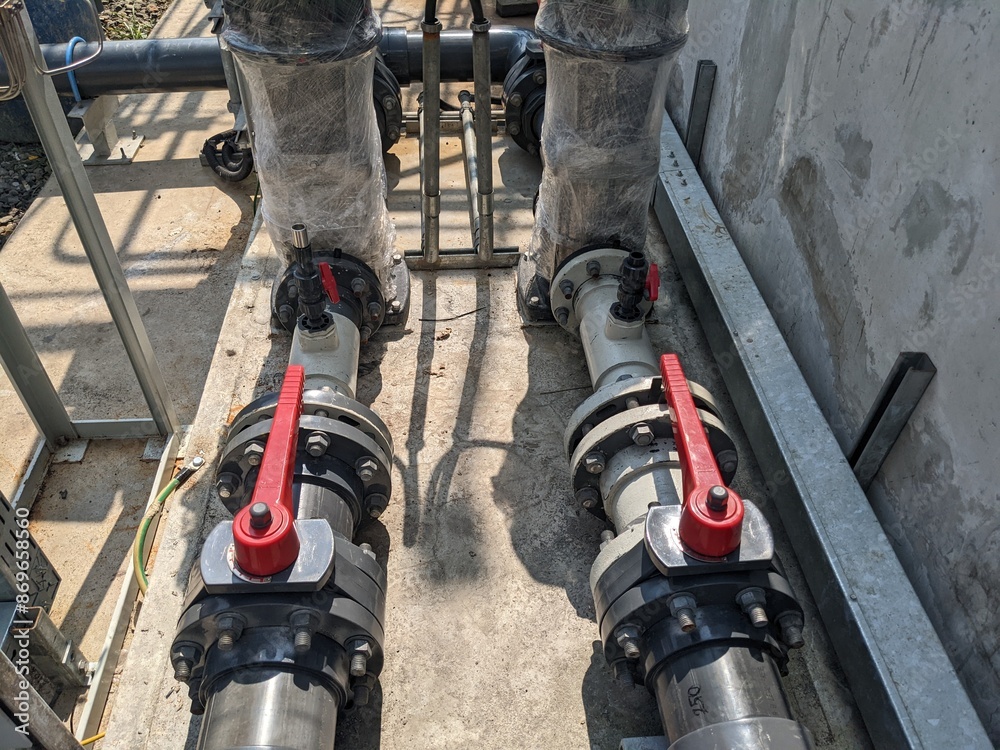 Suction service water pump Industrial Piping System Close-up image of ...