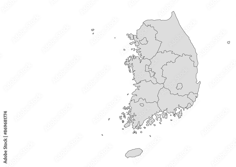 South Korea Map. State map of North Korea. Administrative map of South ...