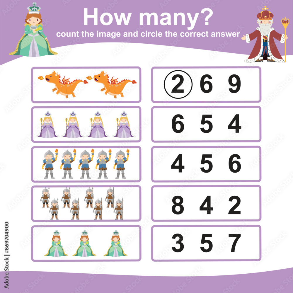 Count and circle answer for children. Exercise for children to ...