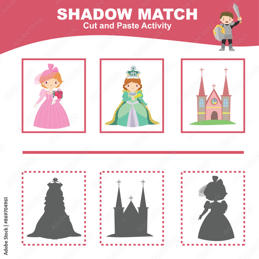 Cut the image in each box and glue it on each shadow. Find the correct ...