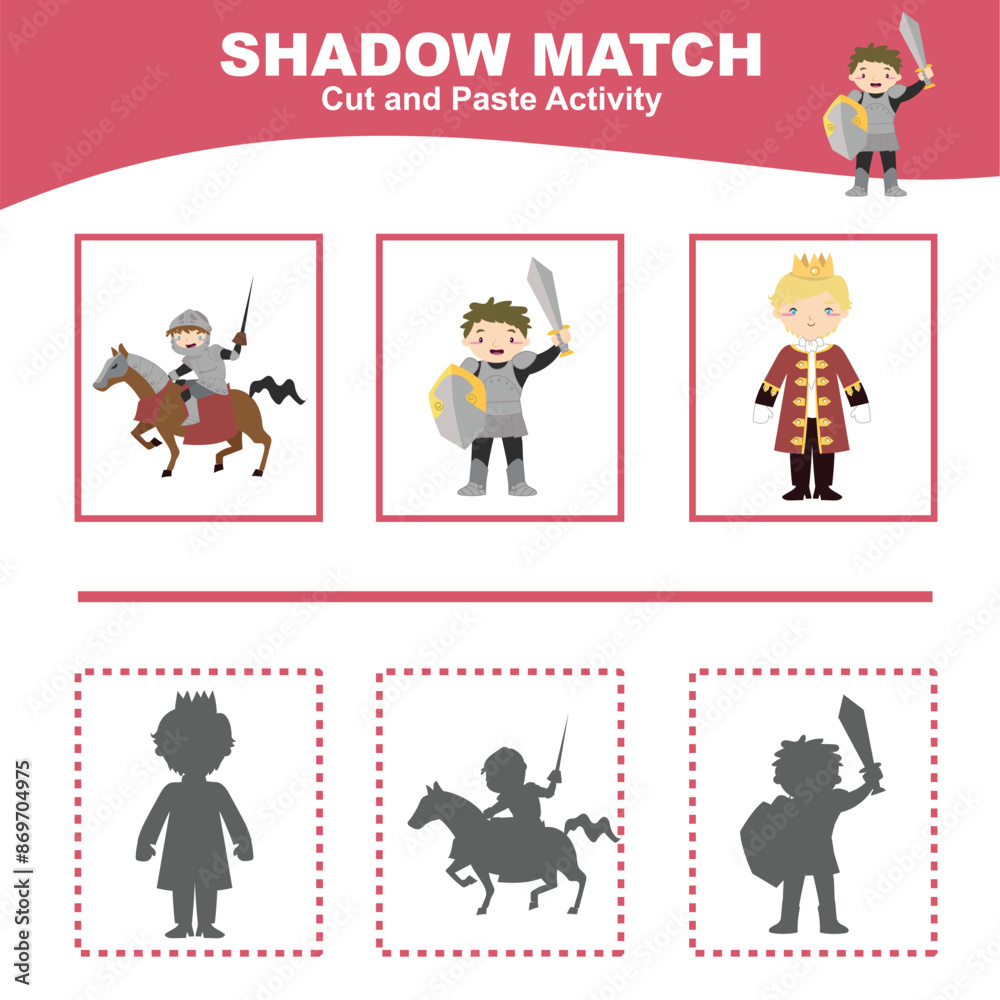 Cut the image in each box and glue it on each shadow. Find the correct ...