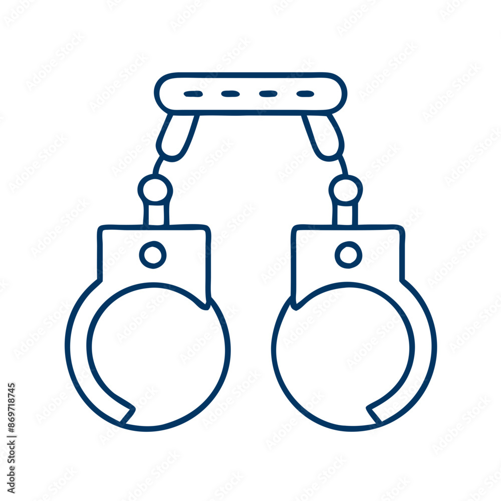 Simple Handcuffs vector Icon in Blue - Ideal for Security and Justice ...