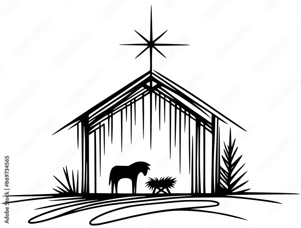 Stall von Betlehem, Vektor, Umriss, Transparent Stock Illustration ...