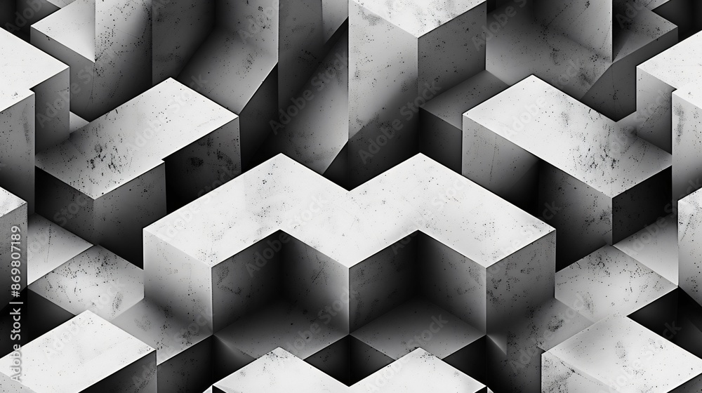 A geometric pattern with a 3D effect, using shading and perspective to ...