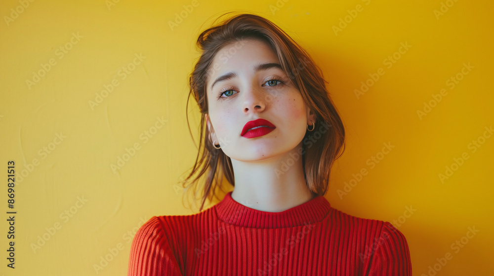 Beautiful girl's emotional face on a plain background. An amazing ...