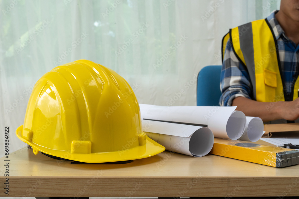 Professional team of architects and engineers discuss architectural ...